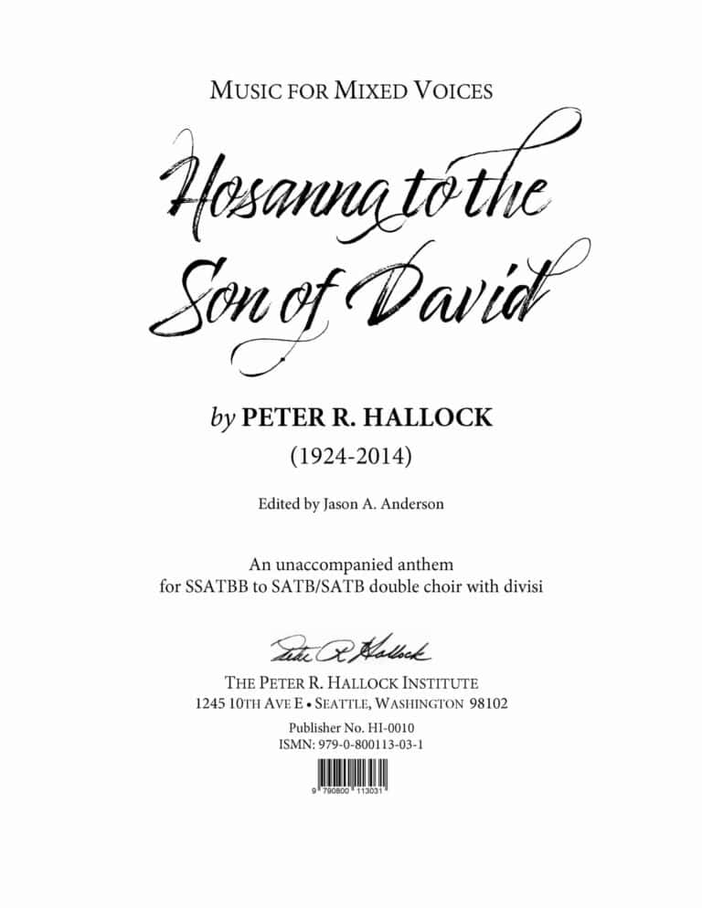 Hosanna to the Son of David | The Peter R. Hallock Institute