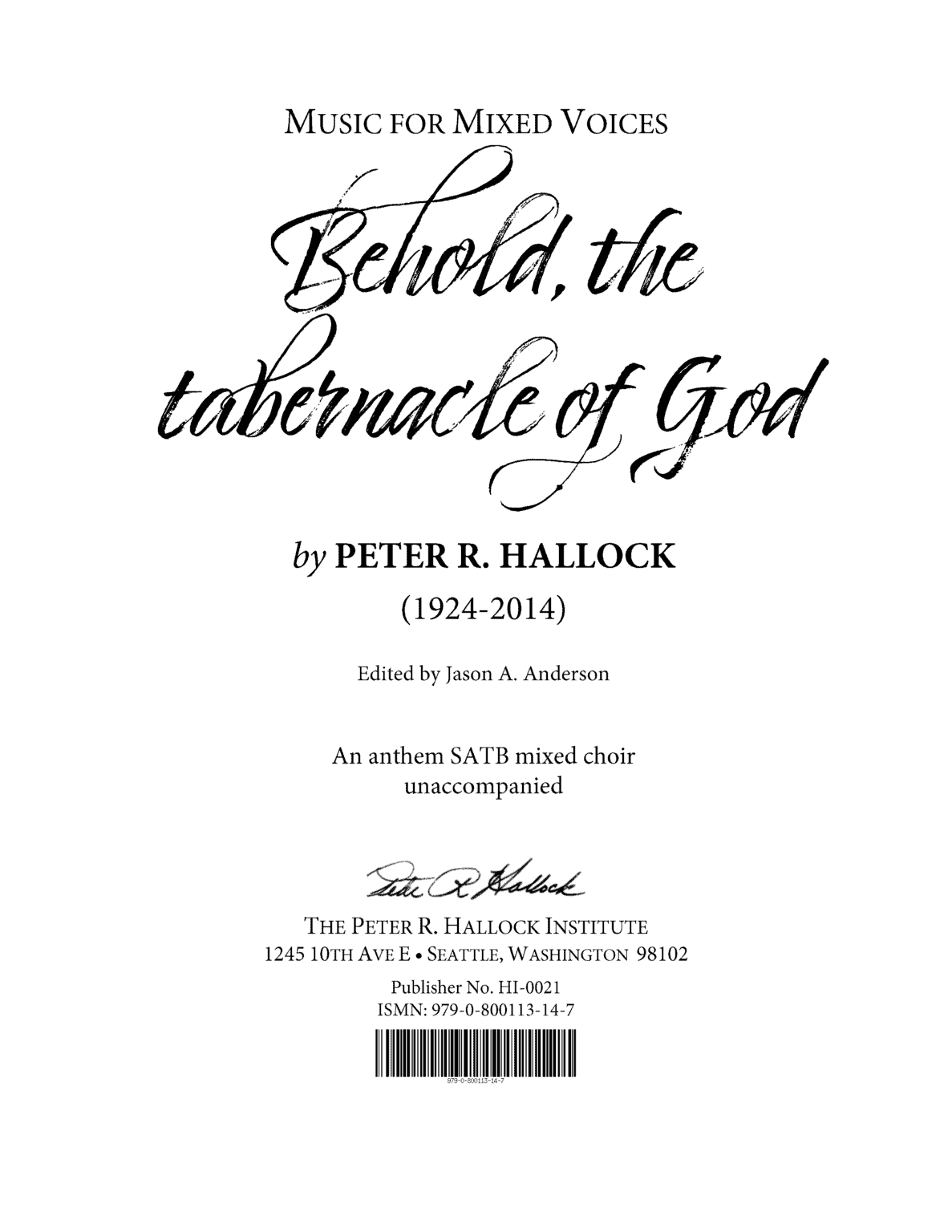 Behold, the tabernacle of God | The Peter R. Hallock Institute