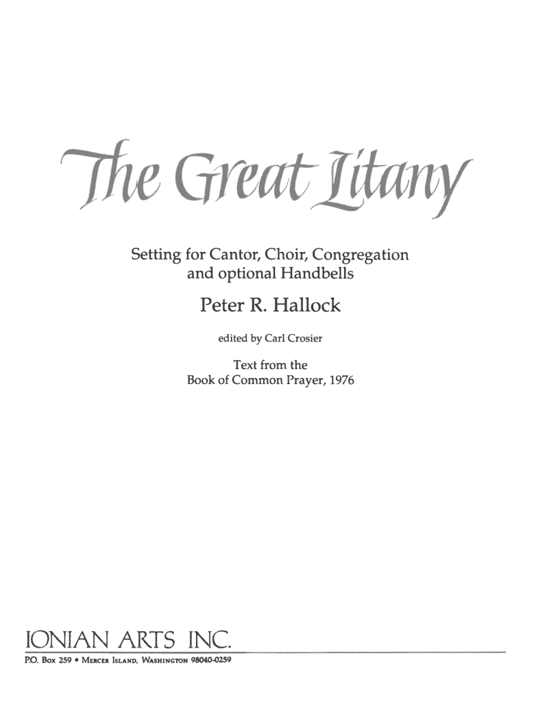 The Great Litany (BCP) | The Peter R. Hallock Institute
