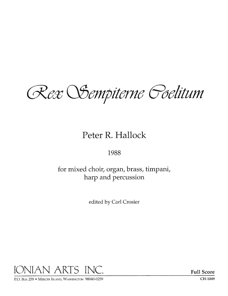 Rex sempiterne caelitum | The Peter R. Hallock Institute