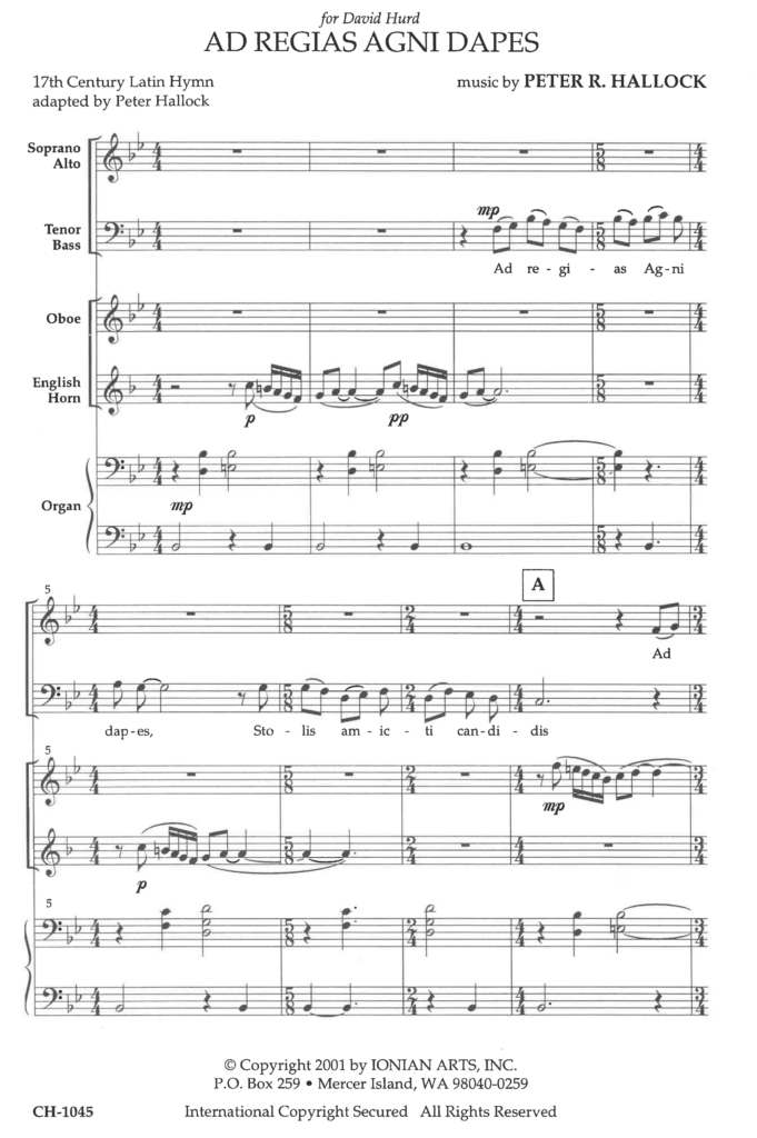 Ad regias agni dapes | The Peter R. Hallock Institute